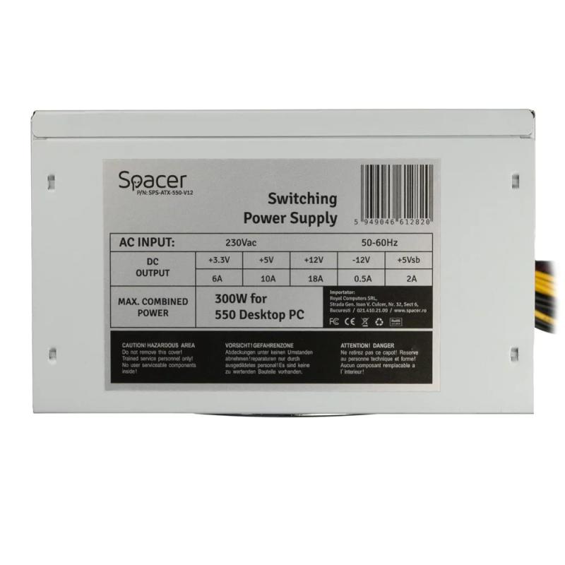 PSU Spacer ATX 550, 300W V12 - EU Supplies