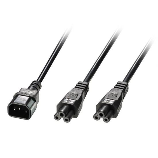 Power cable IEC C14 to 2 x IEC C5 Splitter Extension Cable, Black, 2.5m ...